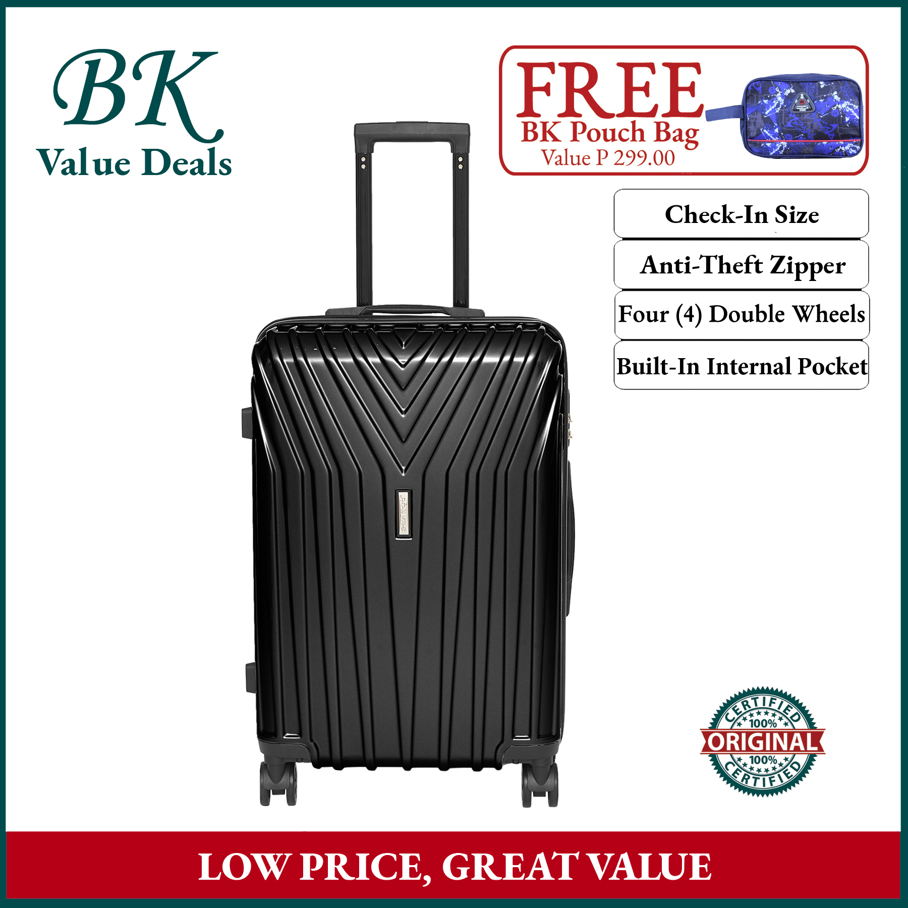 British Knight BHP301ZT BVD Black (24 inch) Medium Luggage (Free ...