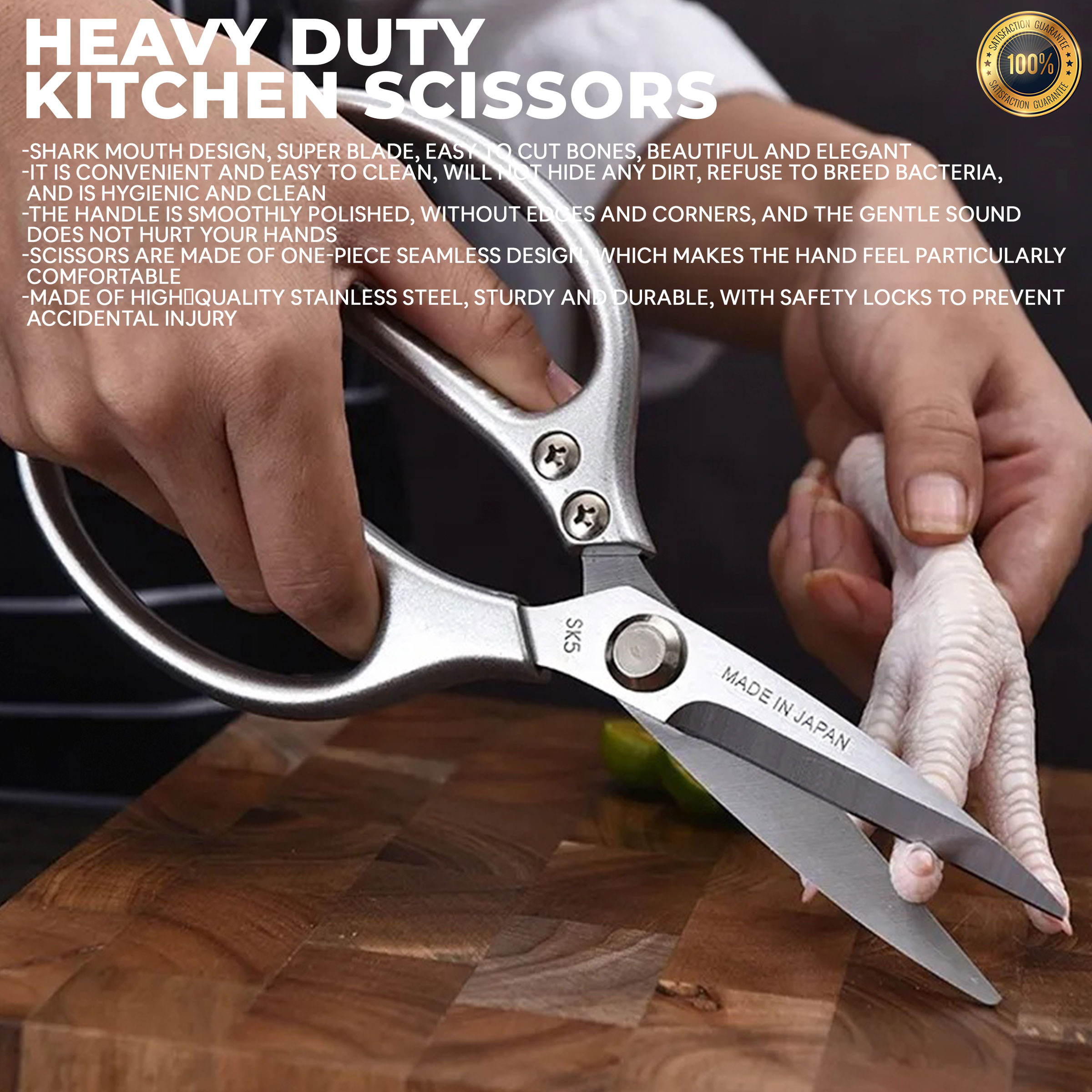 Multifunction Stainless Steel Kitchen Scissors Heavy Duty Bone Meat ...