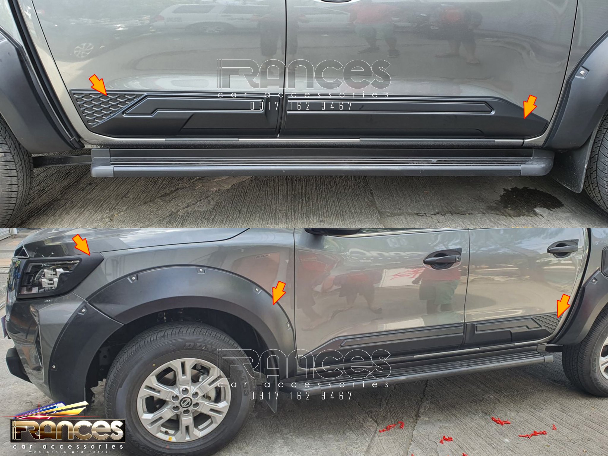 Nissan Navara all variant 2021-2023 Matte Black Door Moulding / side ...