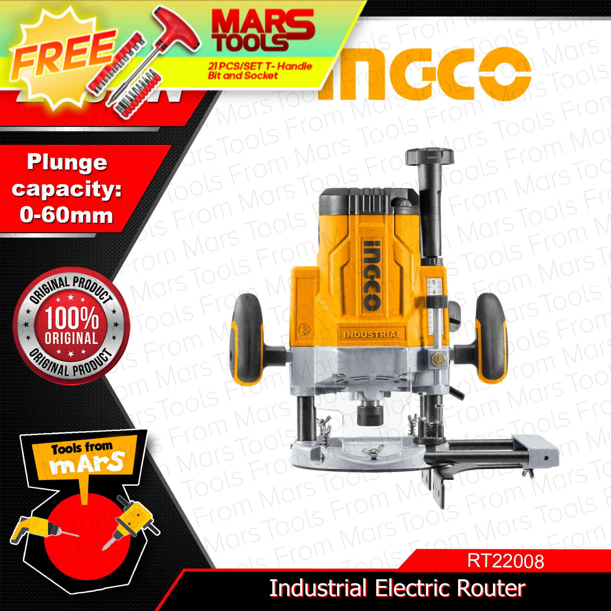 INGCO Industrial Electric Router 2200W RT22008 •TOOLS FROM MARS• IPT ...