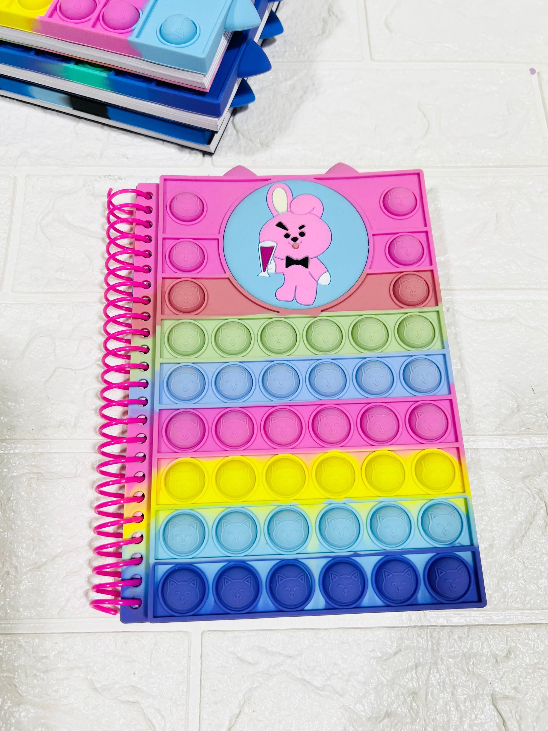 BTS BT21 A5 Pop It Notepad Push Bubble Fidget Toy Lined Spiral Notebook ...