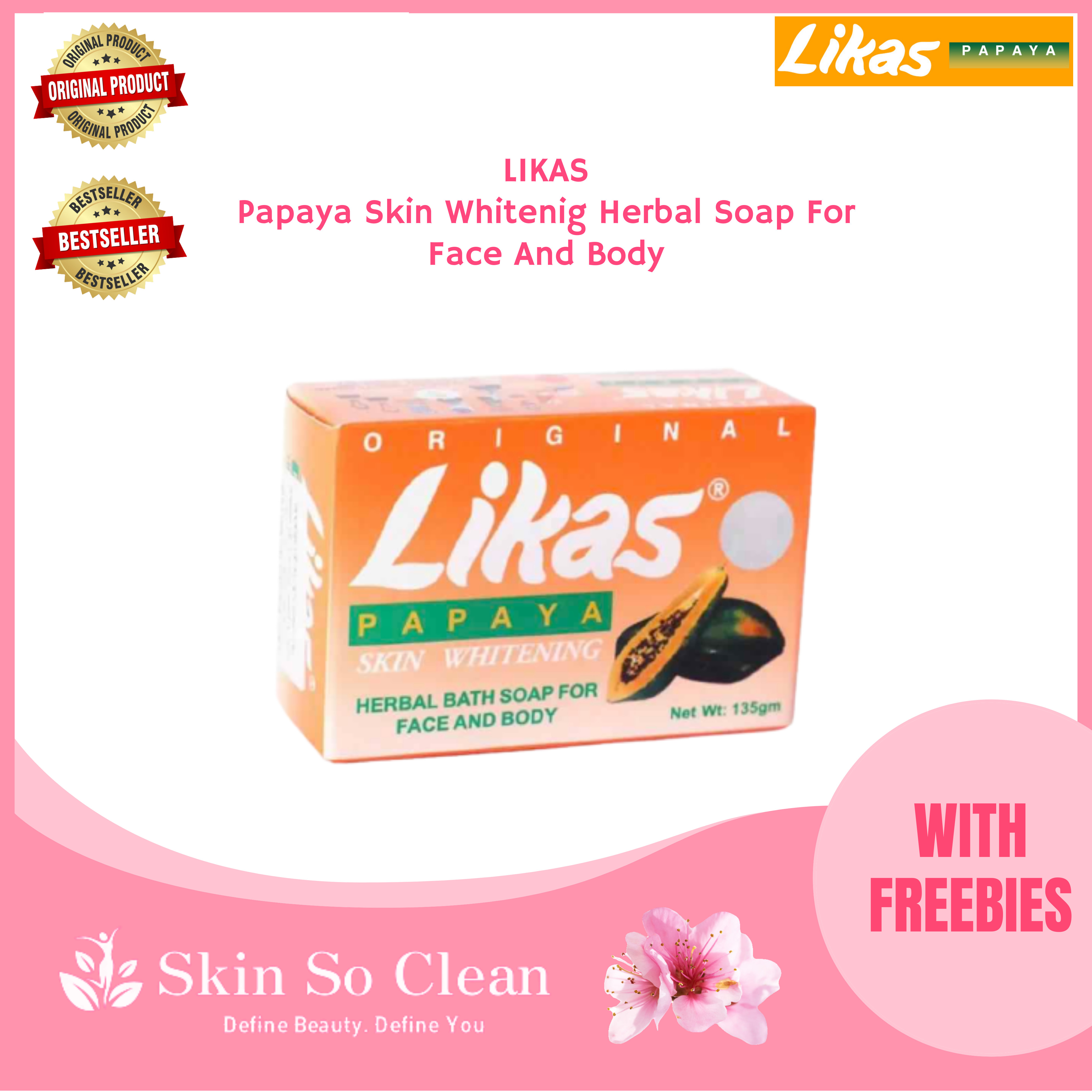 SKIN SO CLEAN Original Likas Papaya Soap 135g | Remolded Kojic Acid ...