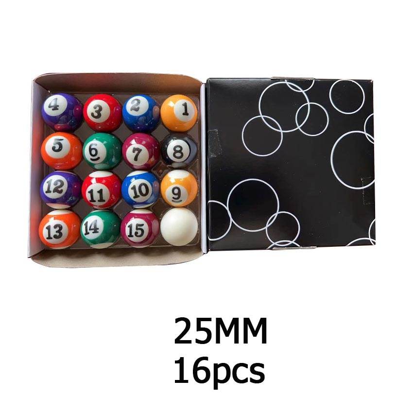 16 Pcs 0.98 Inch/25mm Children Billiards Table Balls Set Mini Billiard ...