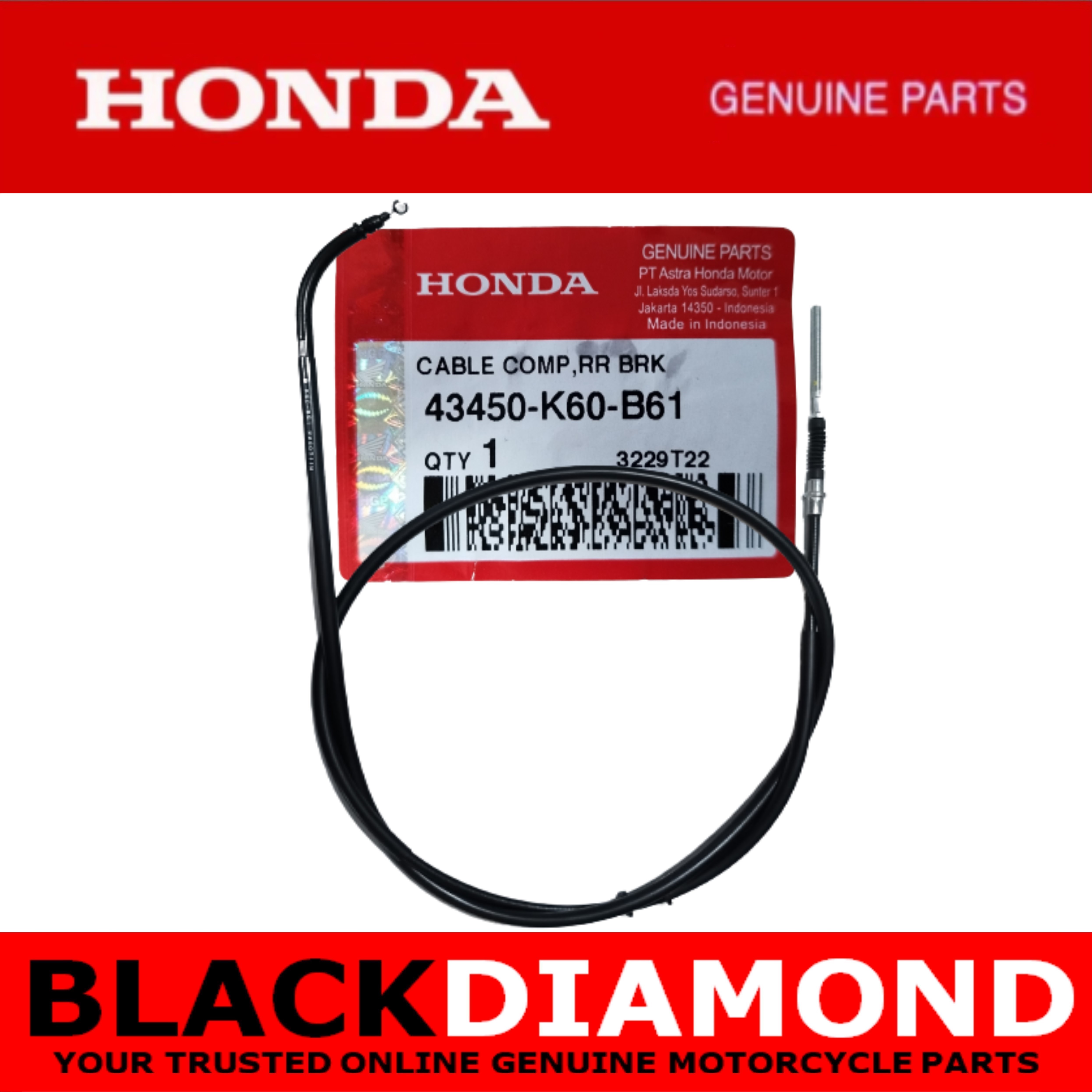 JOEY - ORIGINAL HONDA CLICK 125i (V2 & V3) | CABLE COMP., REAR BRAKE ...