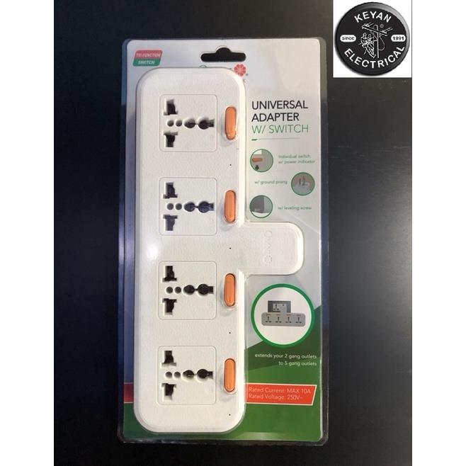 OMNI Multiple Socket Extension ADAPTER w/ individual switch 3 4 GANG ...