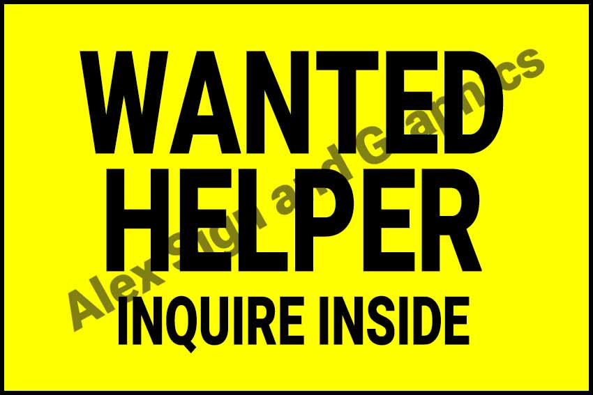 Wanted Helper, Inquire Inside PVC Signage - A4 Size (7.5 x 11.25 inches ...