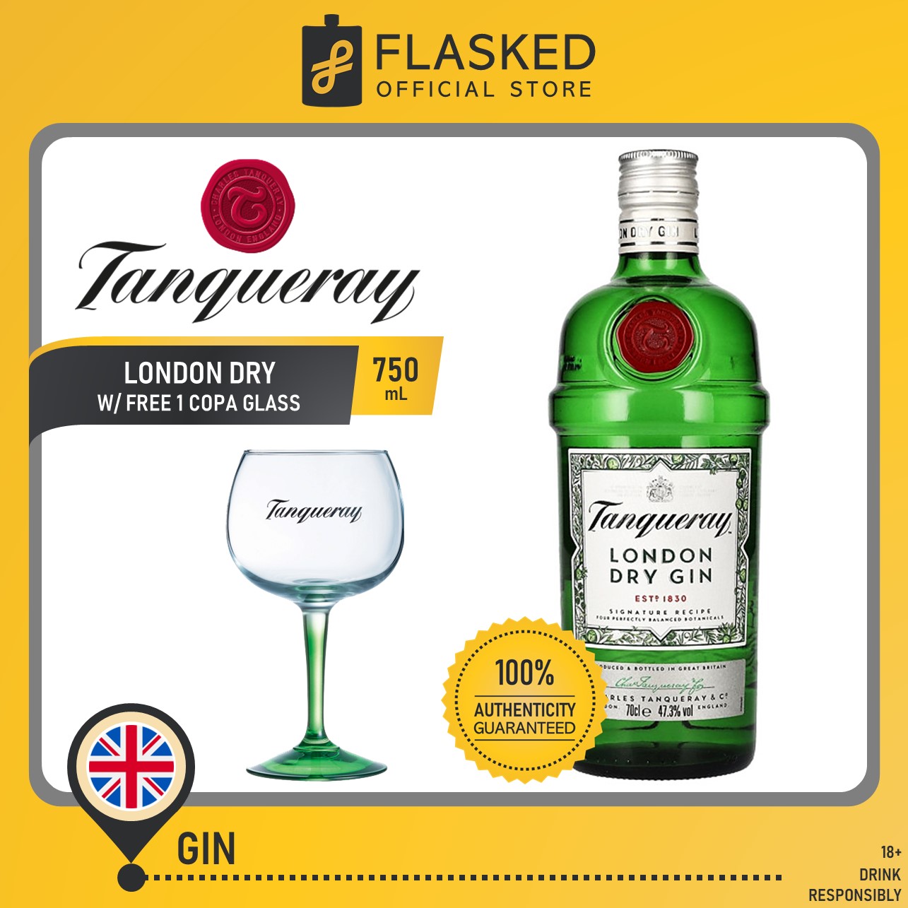 Tanqueray London Dry Gin 750mL w/ Copa Glass | Lazada PH