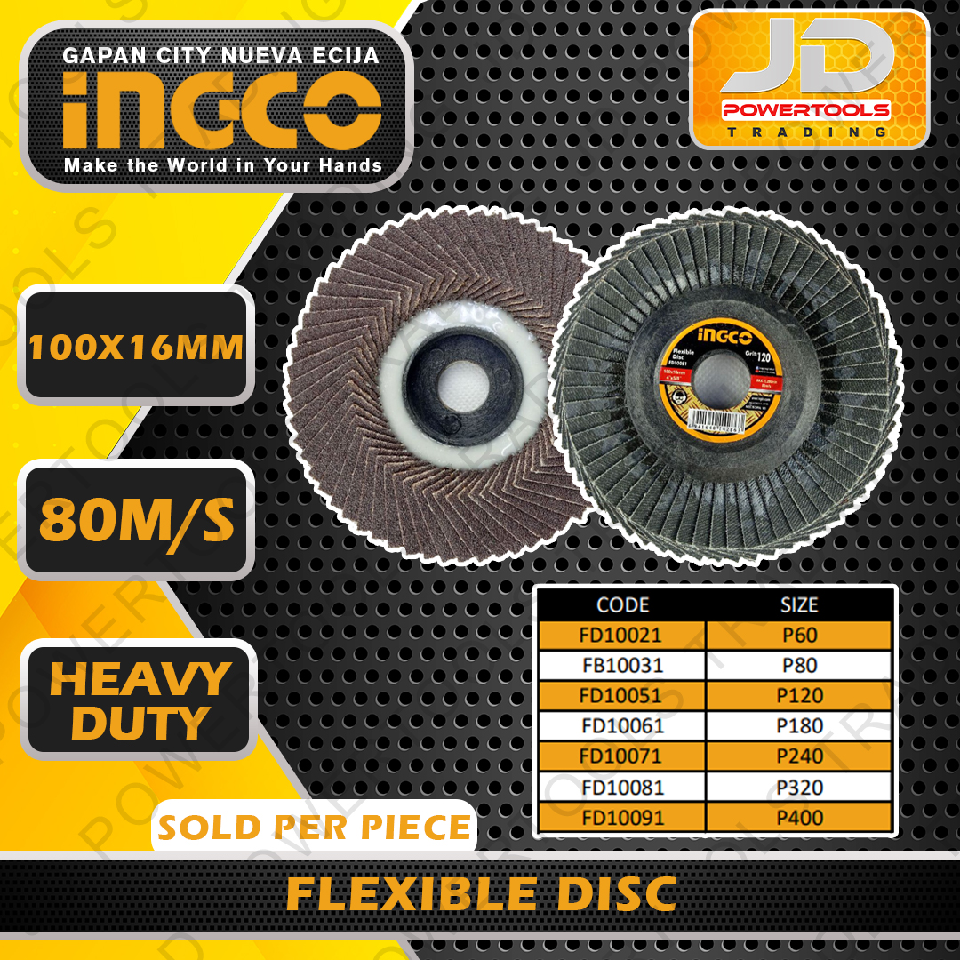 Ingco 4" Flexible Flap Disc SOLD PER PIECE GRIT 60 | 80 | 120 | 180 ...