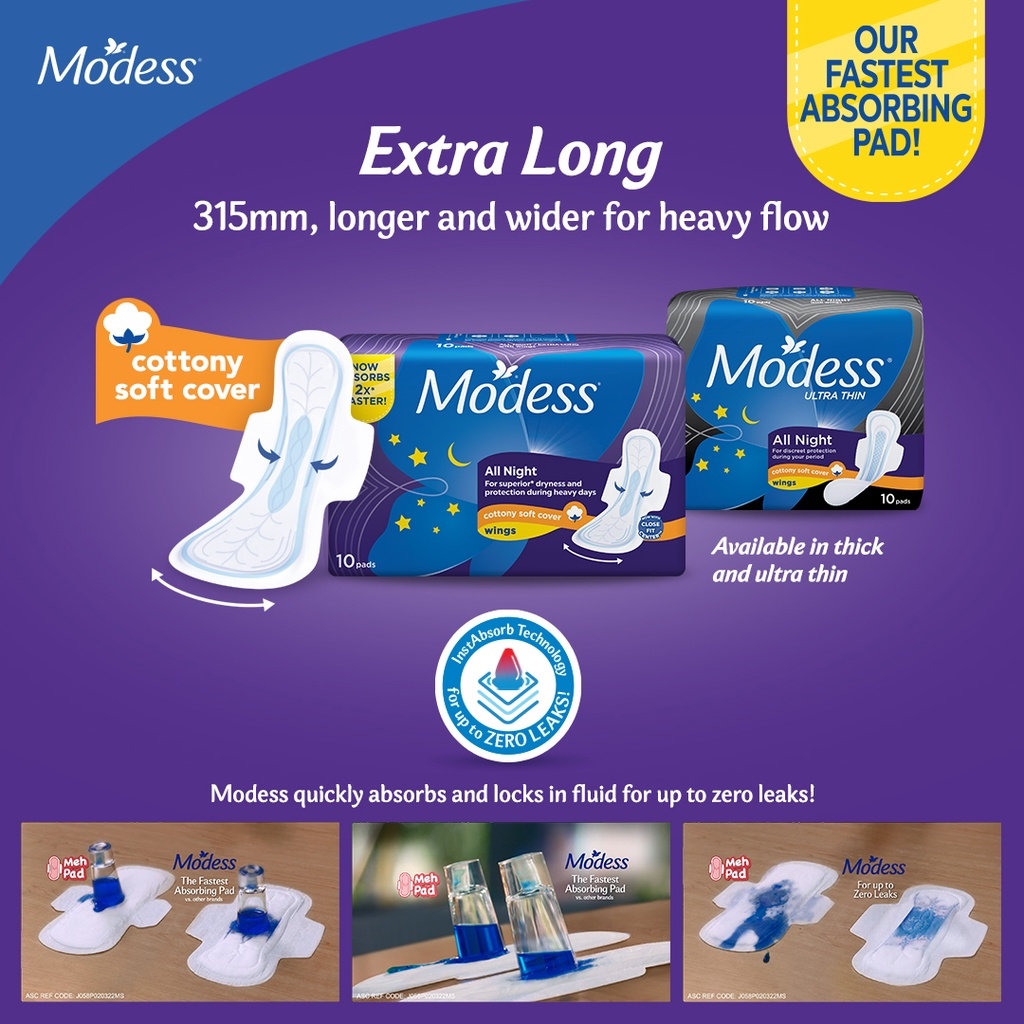 Modess All Night Extra Long with Wings Sanitary Napkin 4s - Heavy Flow ...