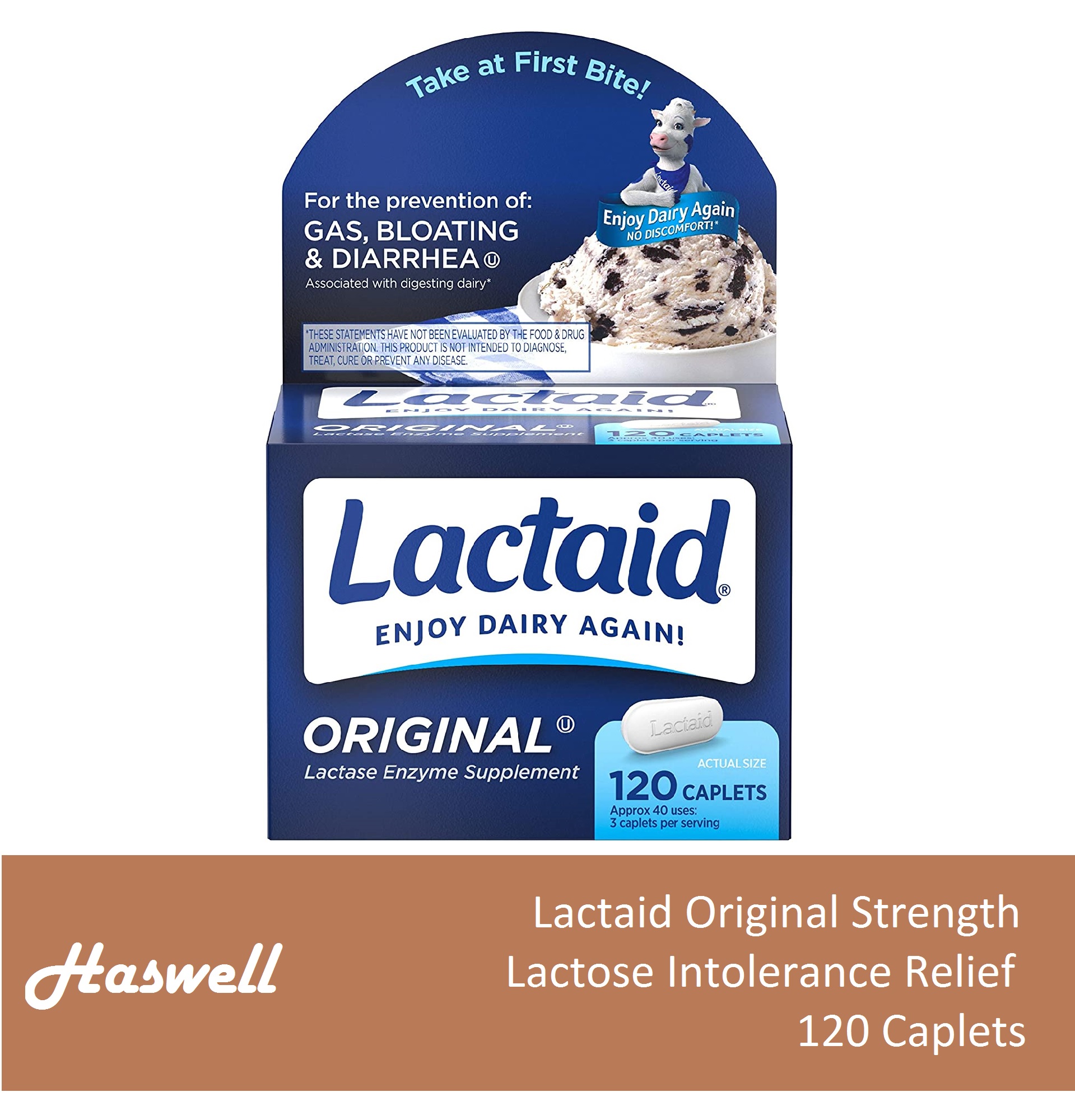 Lactaid Original Strength Lactose Intolerance Relief Caplets with ...