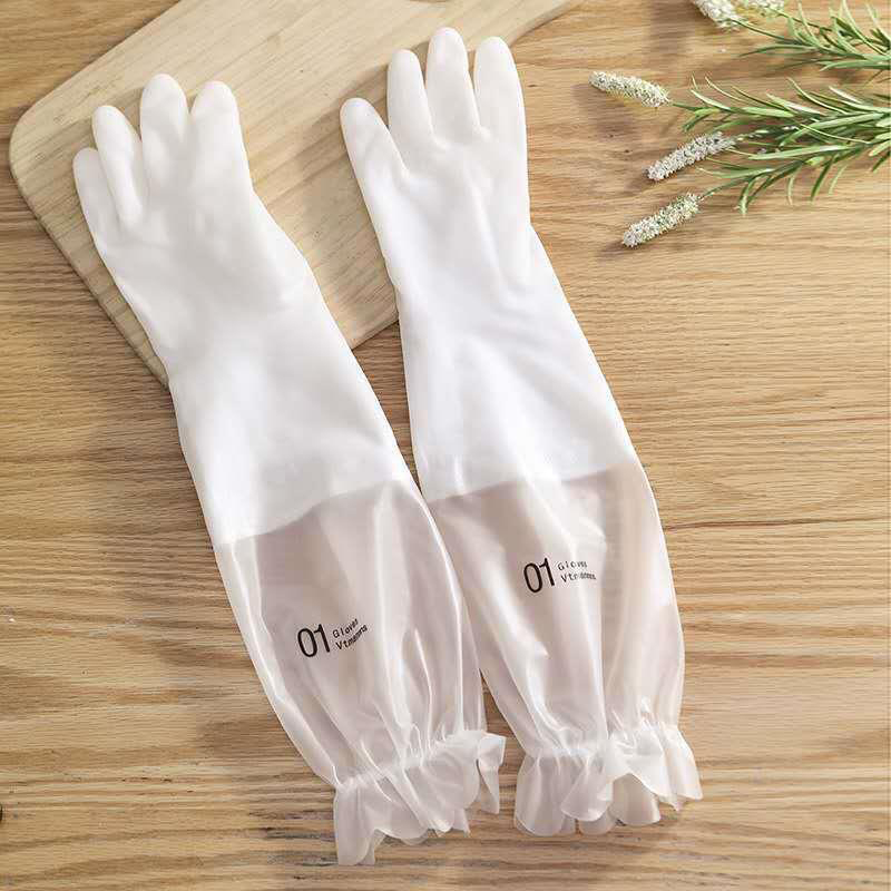 Waterproof Rubber Dishwashing Gloves With Elastic Band Laundry Cleaning ...