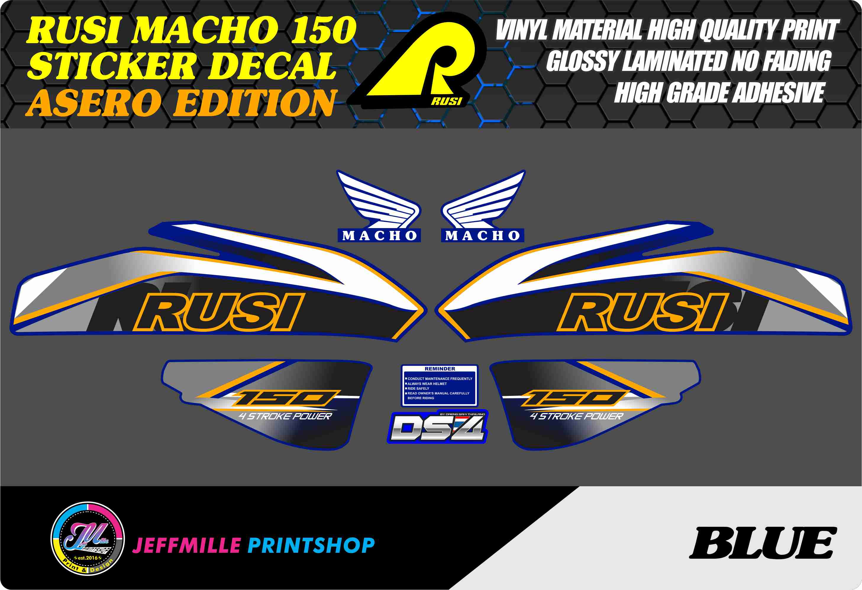 Rusi Macho 150 Sticker Decal ASERO Edition | Lazada PH