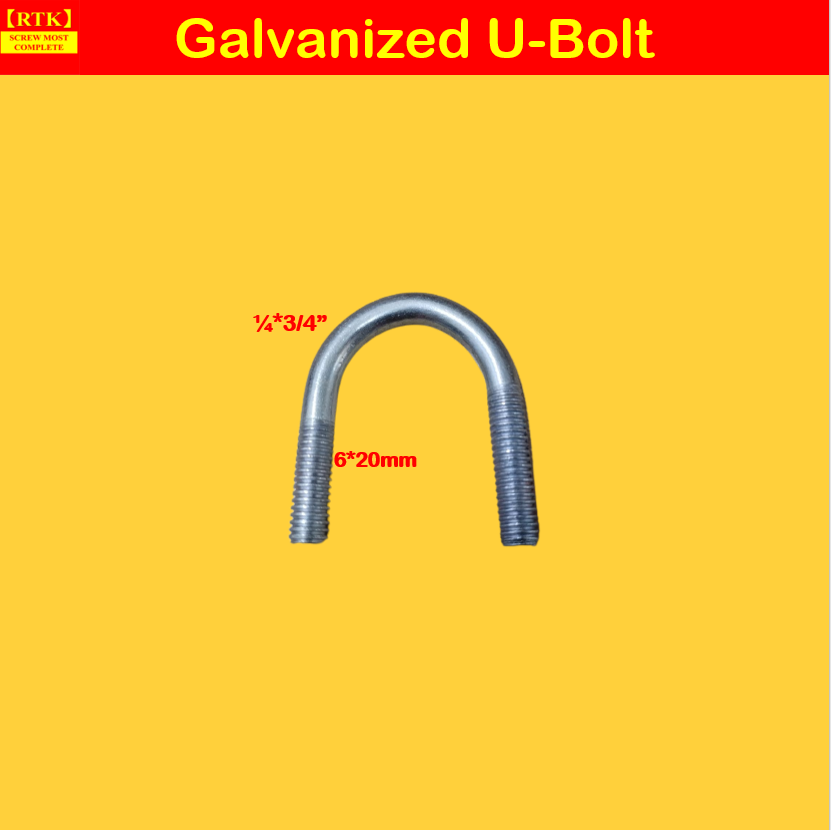 RTK 6mm Galvanized U-Bolts U Bend Screws GI U Shaped Bolt | Lazada PH