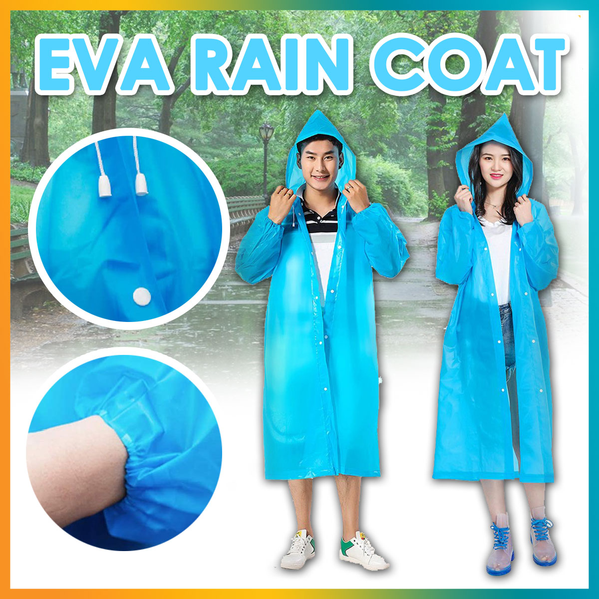 EVA Raincoat Reusable Lightweight Unisex Eco-friendly Raincoat with ...