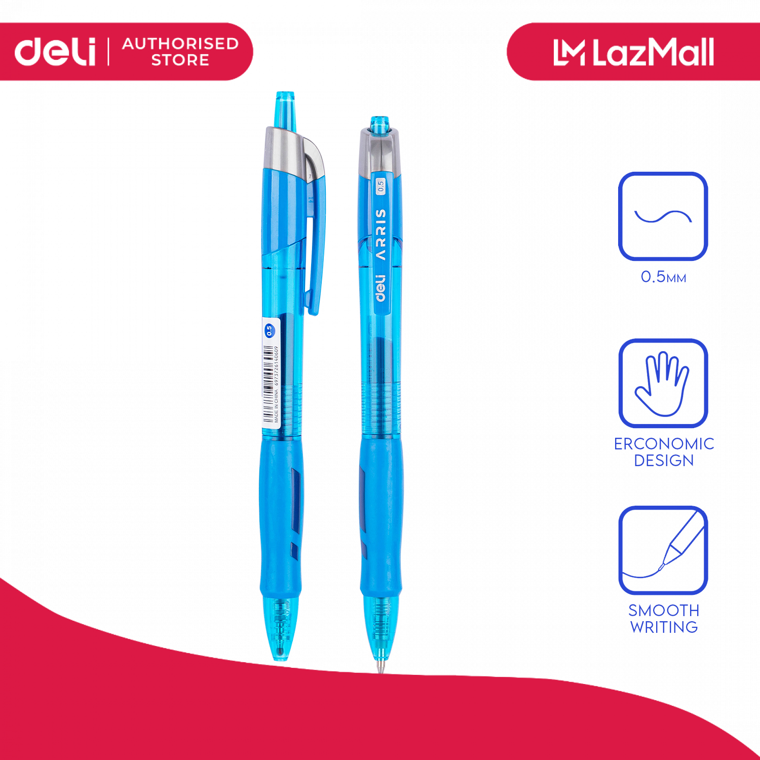 Deli EG08-BL Arris Bullet Tip Gel Pen 0.5mm Blue 1PC | Lazada PH