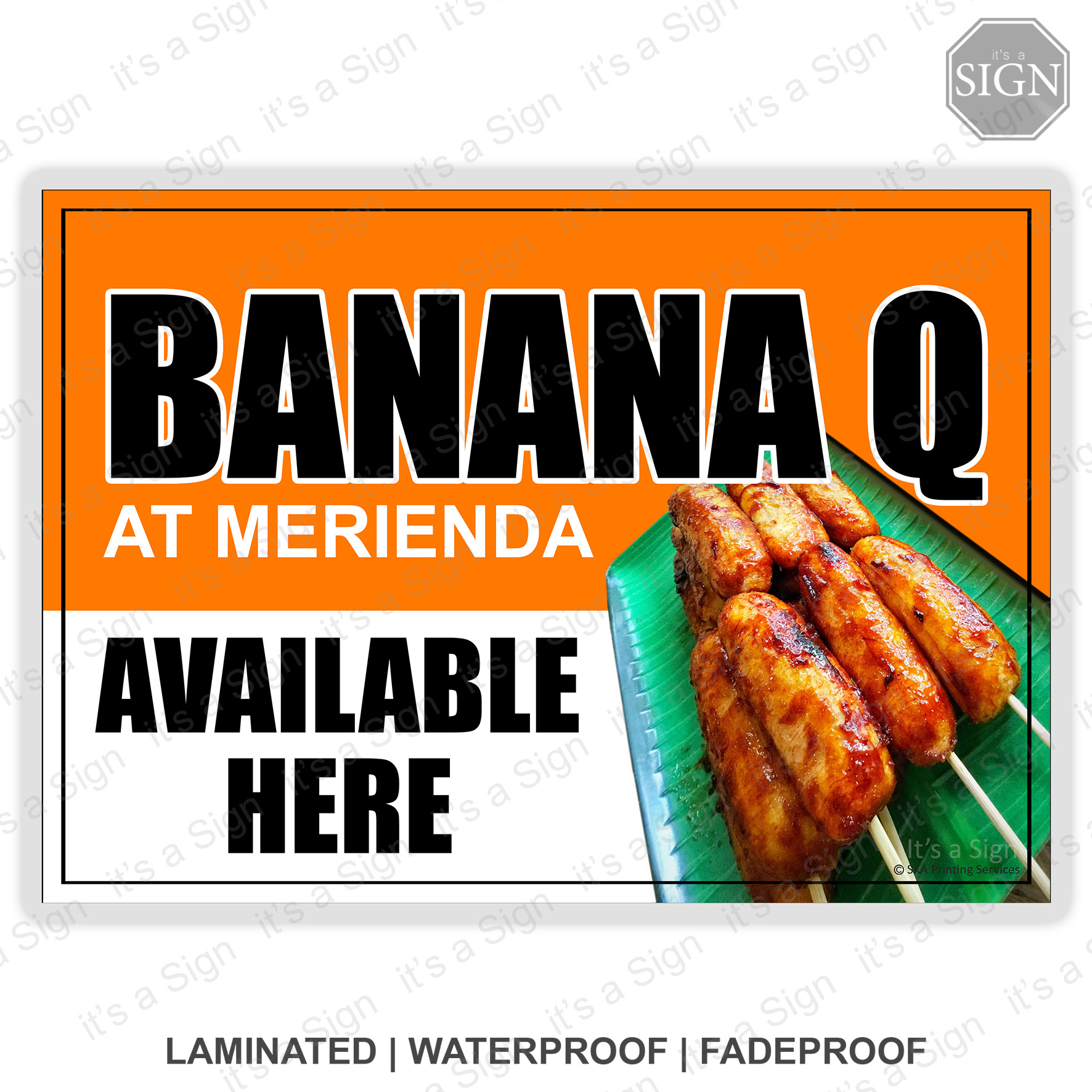Banana Q Merienda Store Sign - Laminated Signage Label - A4 / A3 Size ...