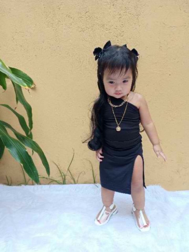 Draniela one sided slit off shoulder dress for baby girls clothing ...
