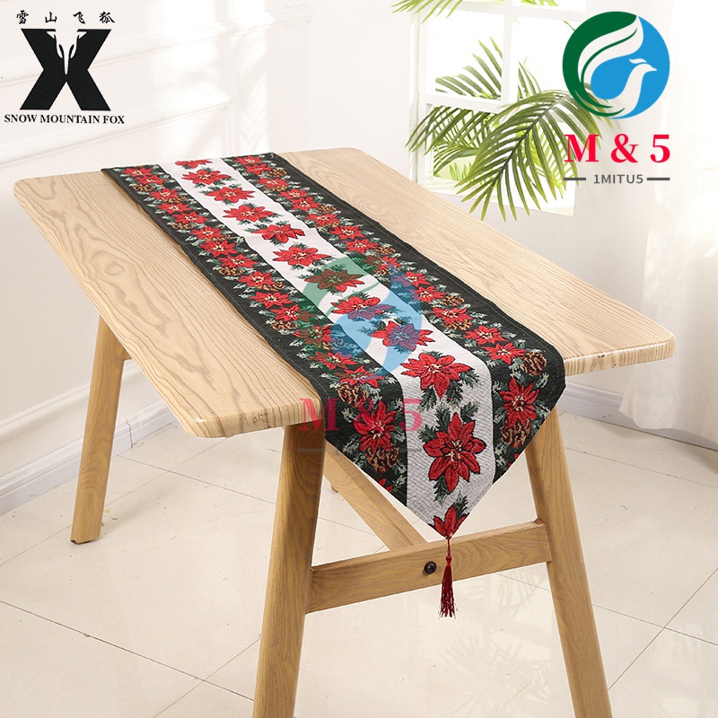 【ready stock】Christmas Table Runner 4/6/8 cotton and linen woven and ...