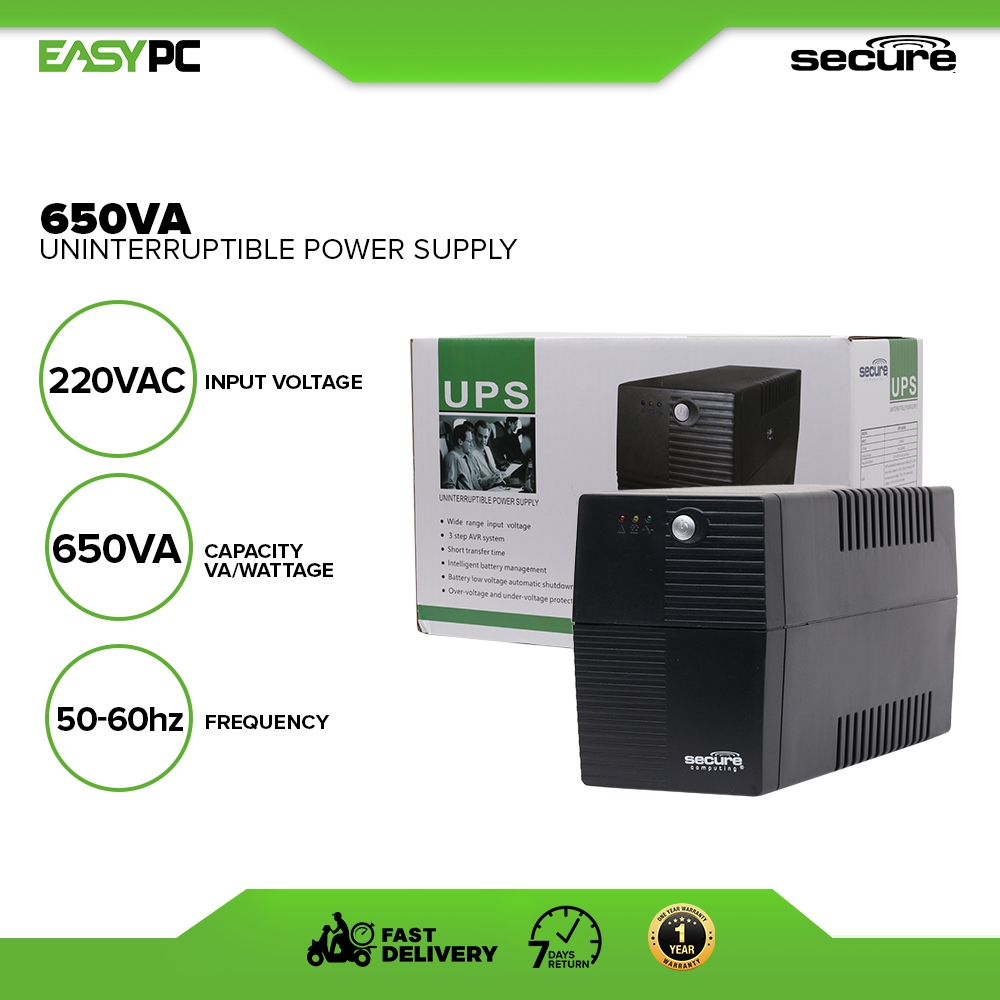 Secure 650va UPS, Desktop power surge protection, overload protection ...