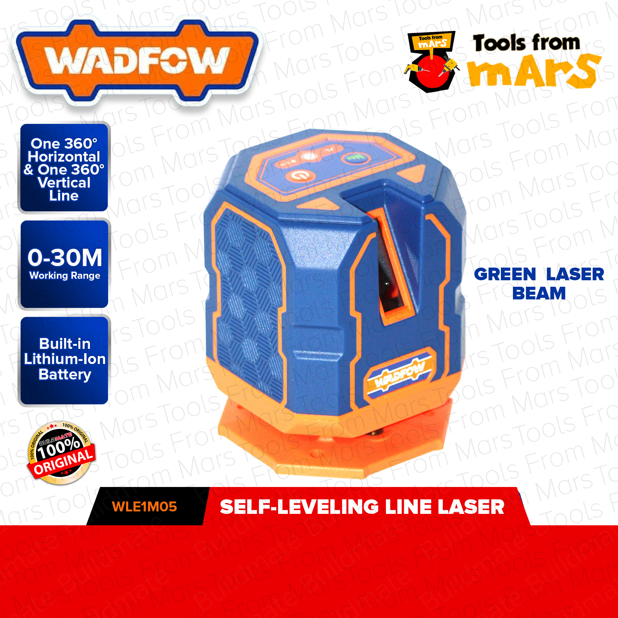 WADFOW Self Leveling Line Laser Green Laser Beam 0-30M Green Cross Line ...