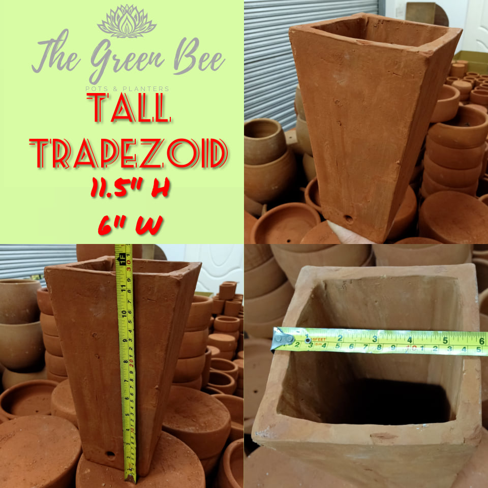 Tall Trapezoid Clay Pot / Tall Trapezoid Terracotta Clay Pot for Plants ...