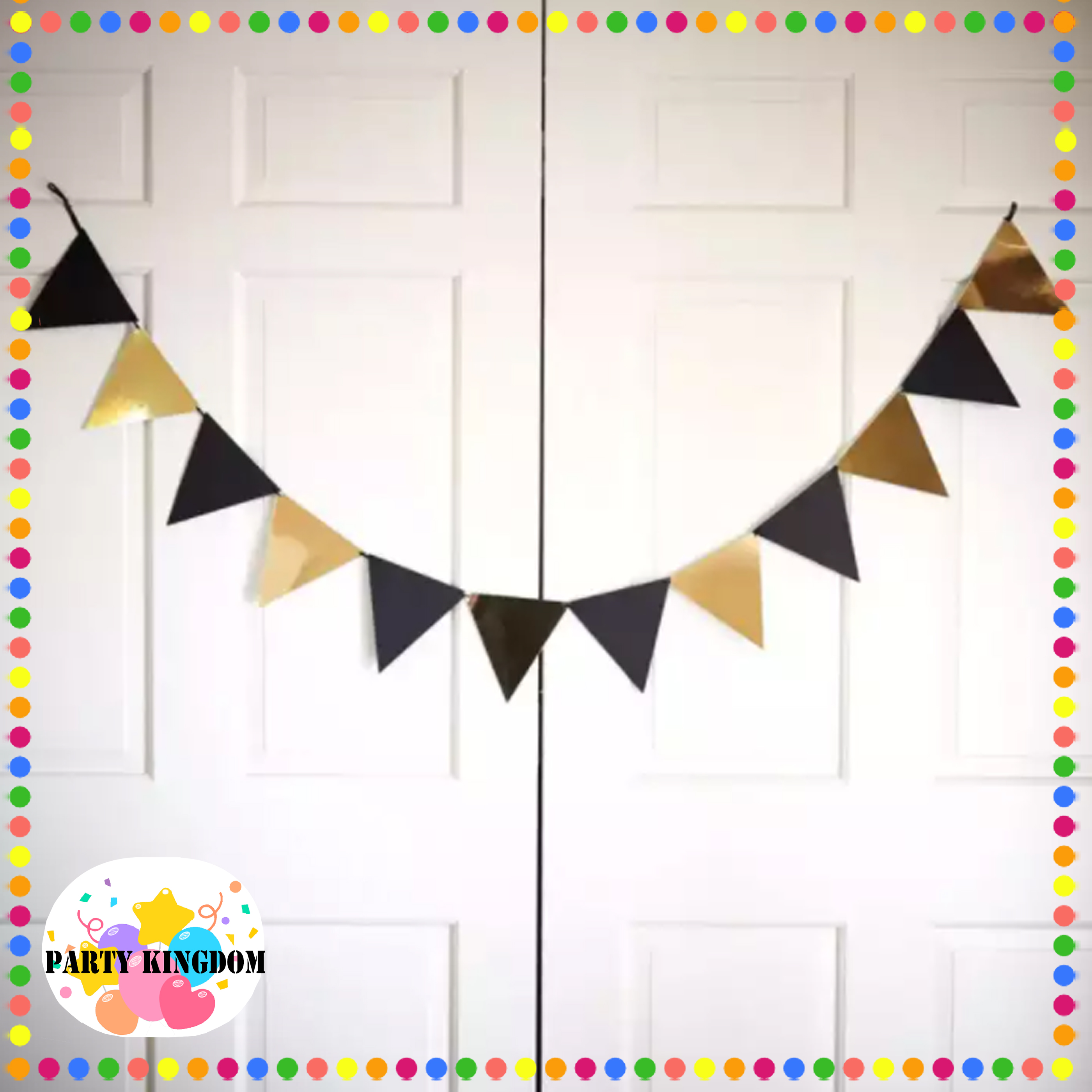 Party Kingdom 3M Black Gold Party Flag Banner with Shine gliters 18 ...