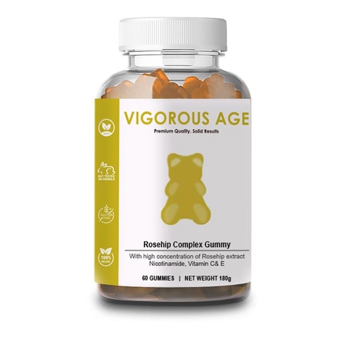 VIGOROUS AGE Collagen Gummies with Niacinamide Vitamins C & E Skin ...