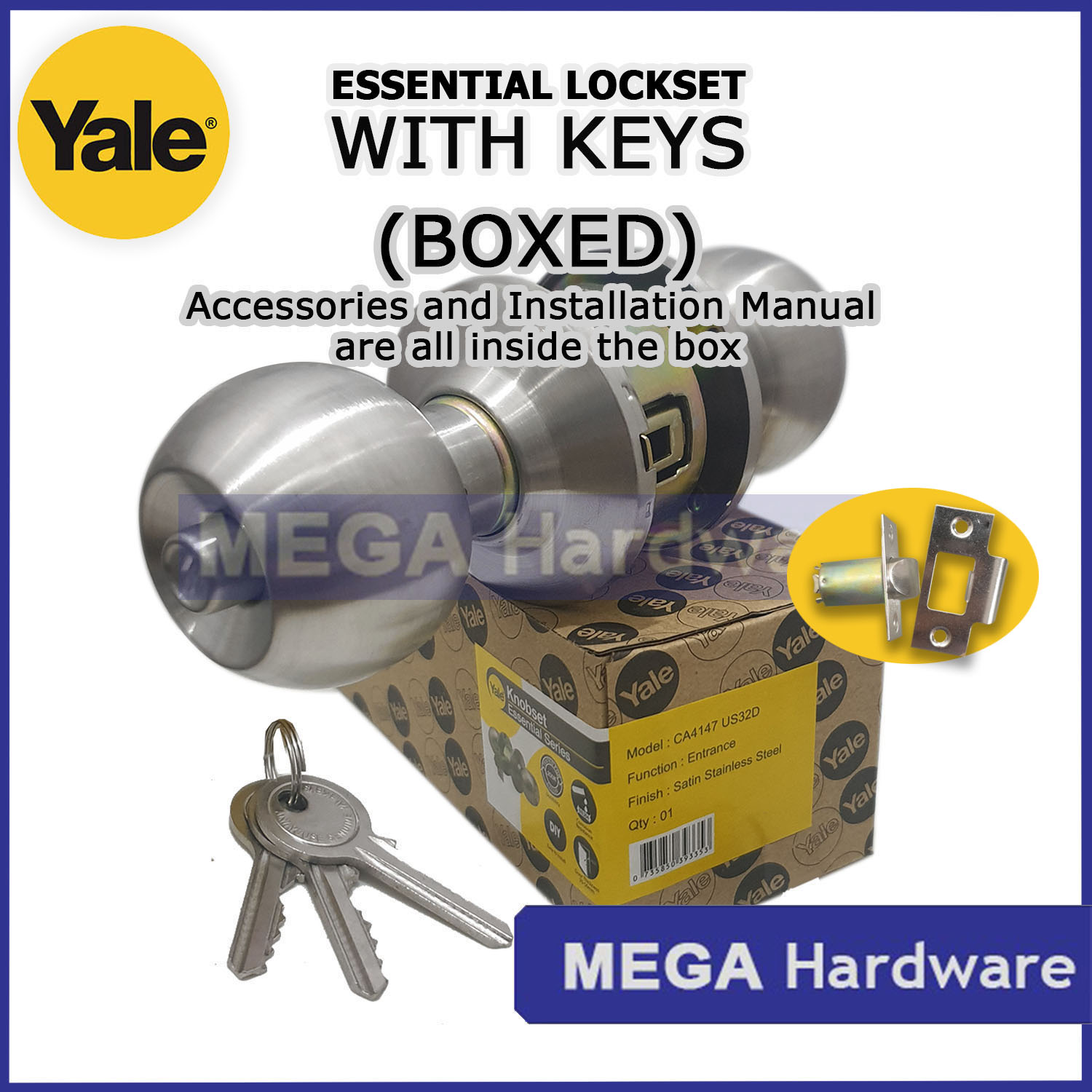 Yale Security essential Satin Stainless Door Knob Lockset (with or ...