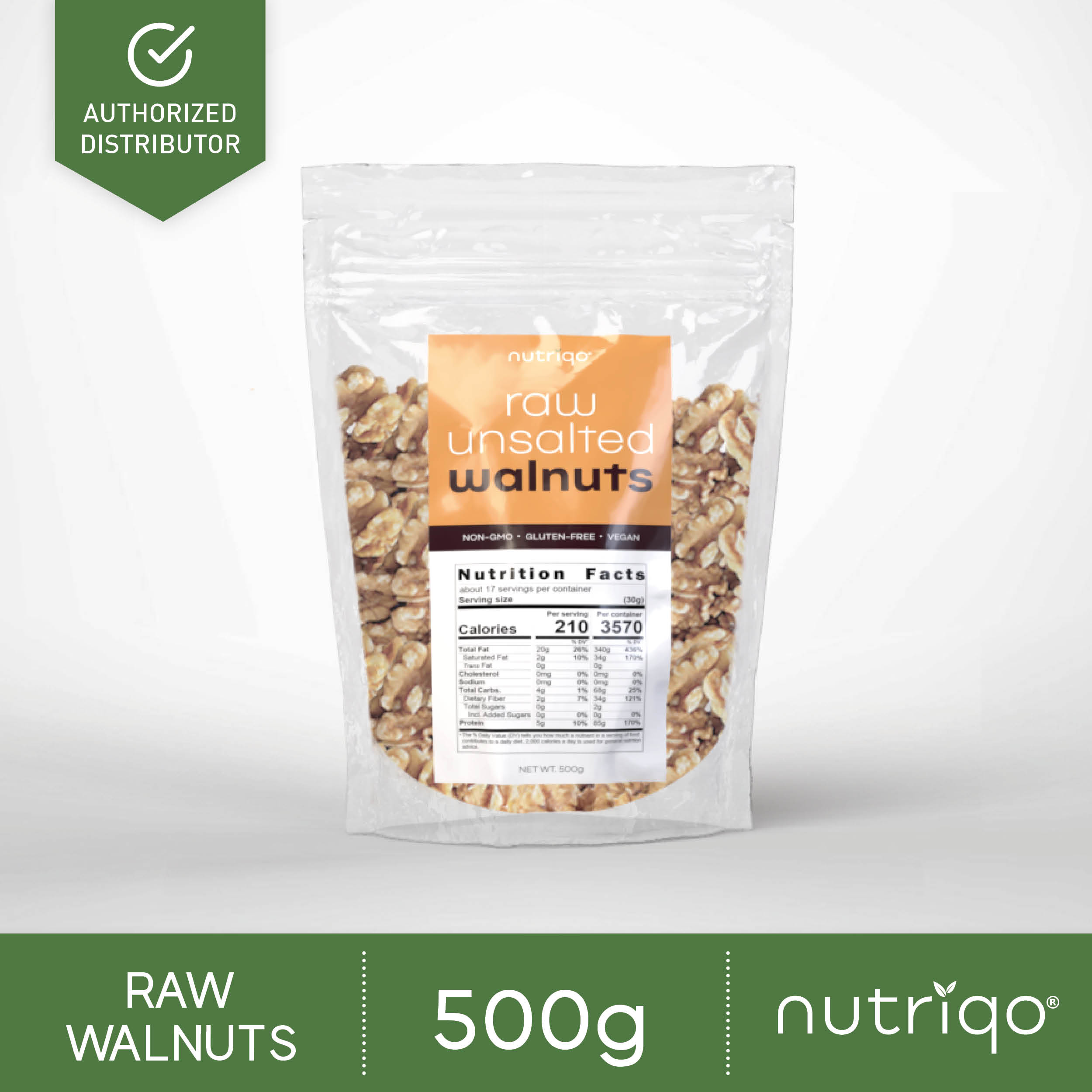 Nutriqo Raw Unsalted Walnuts 500g (Non-GMO, Vegan, Gluten-Free) | Lazada PH