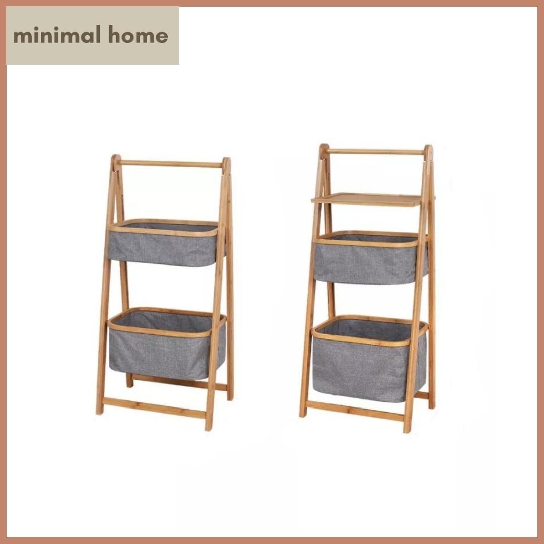 MINIMAL HOME ARIEL LAUNDRY BASKET WOODEN FOLDABLE PANTRY ORGANIZER ...