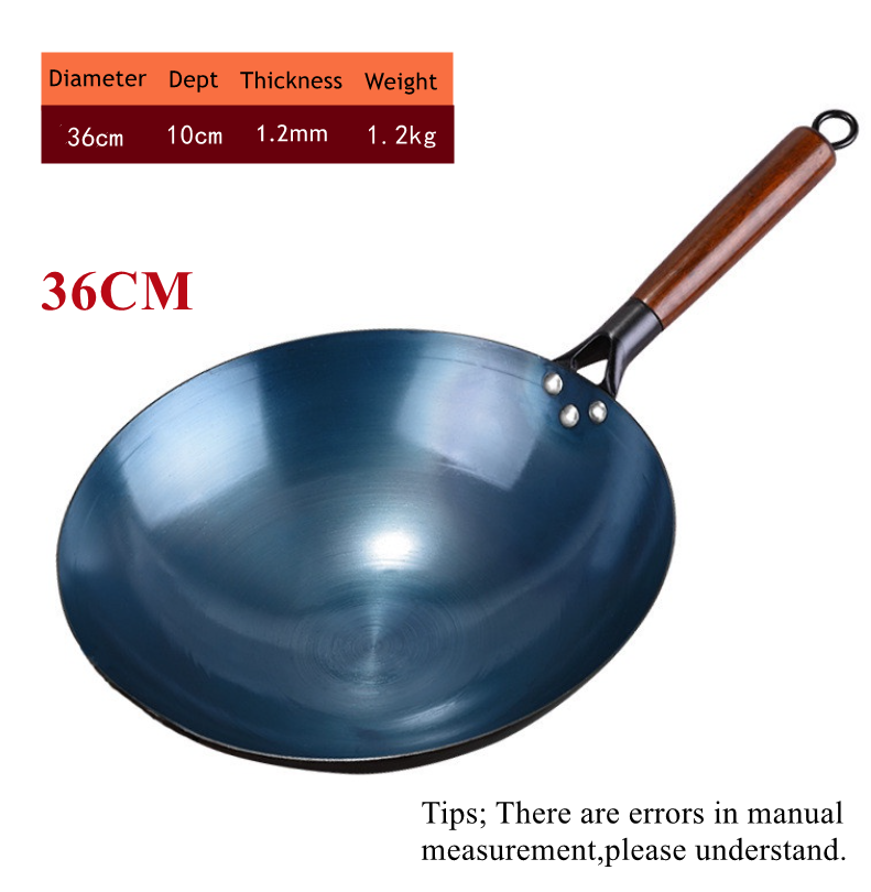 【32/36】 Non Stick Black Carbon Steel Wok for Gas Stove Wok Frying Pan ...