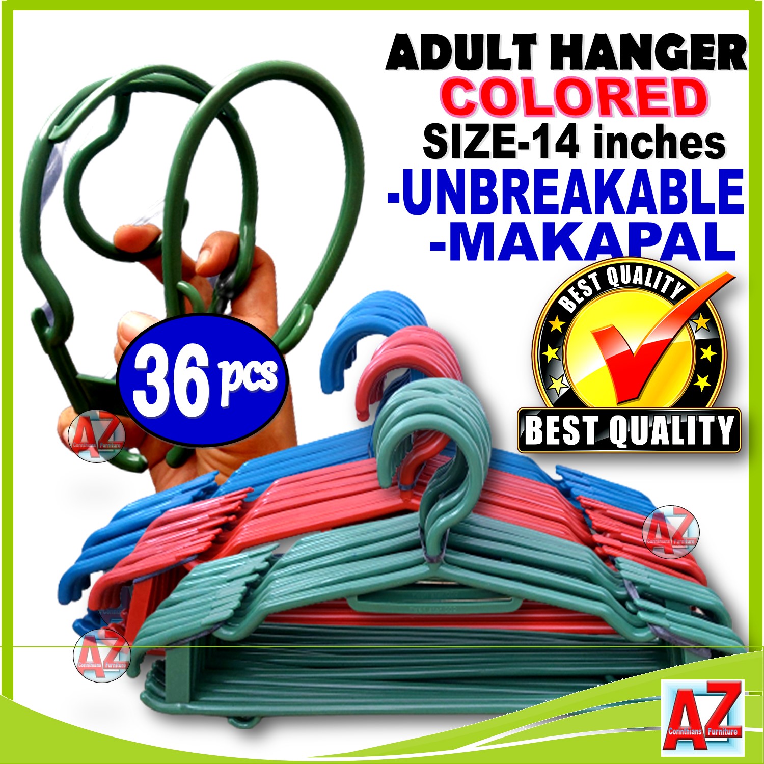 UNBREAKABLE Hanger 36 PCS/ 3 Dozen- For Adults (3 DOZEN)-Size 13.5 ...