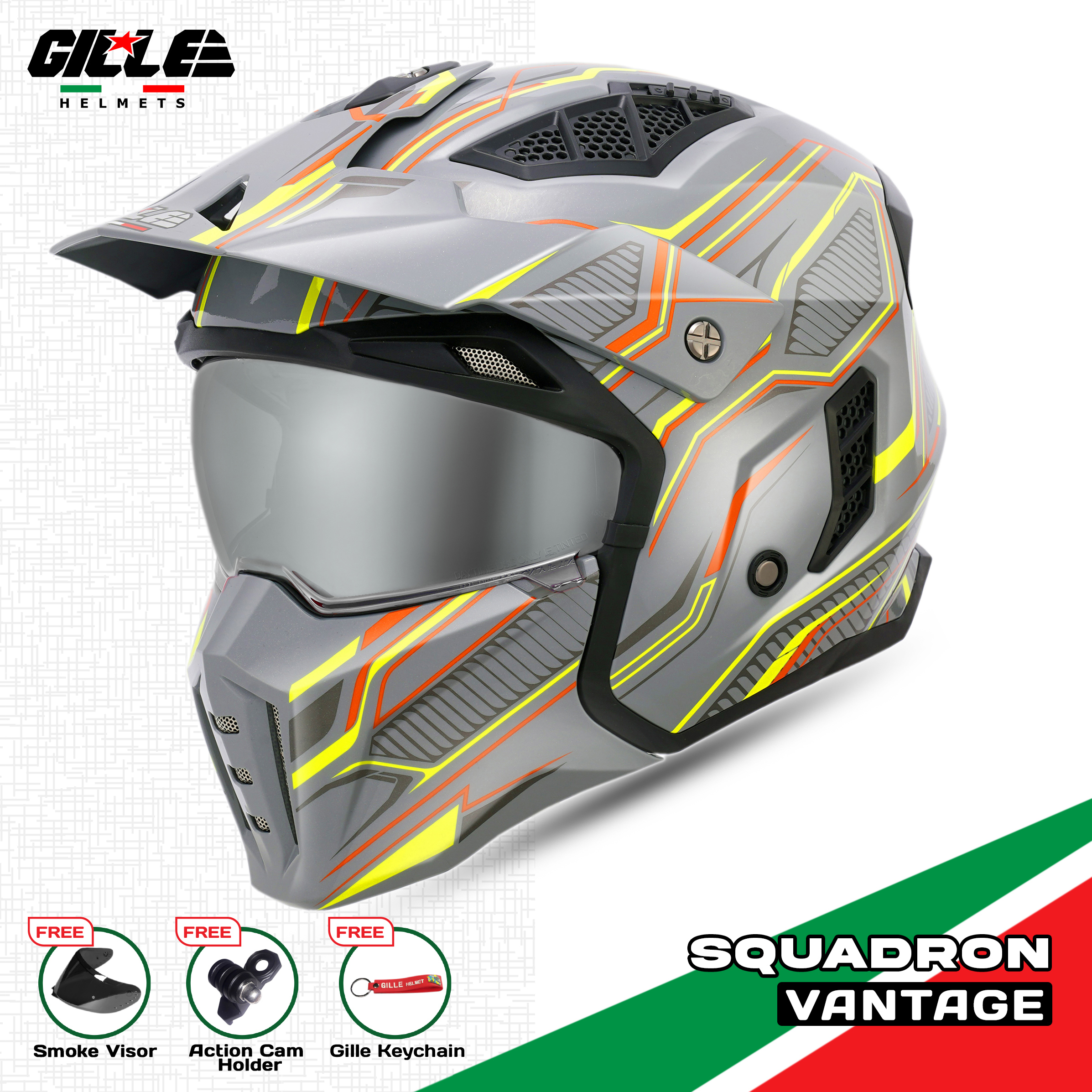 Gille Helmet YM-926 SQUADRON VANTAGE Motorcycle Helmets Modular Full ...