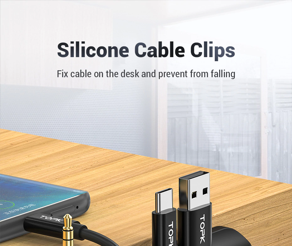 Original TOPK Cable Organizer Silicone USB Cable Winder Desktop Tidy ...