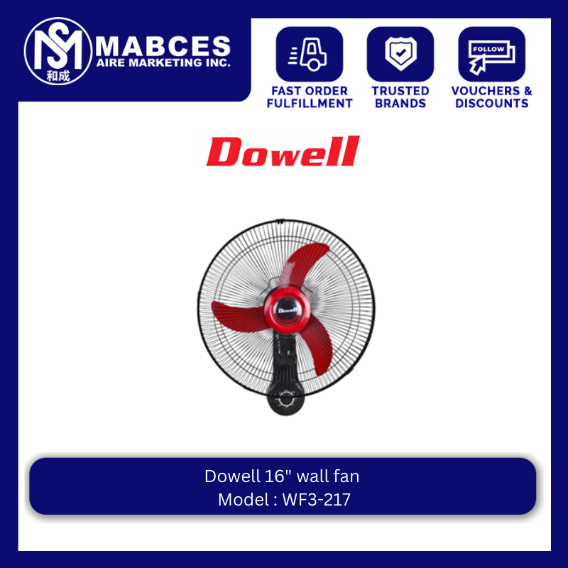 DOWELL 16" 3-Speed Rotary Switch Wall Fan Electric Fan 60w WF3-217 | Lazada PH