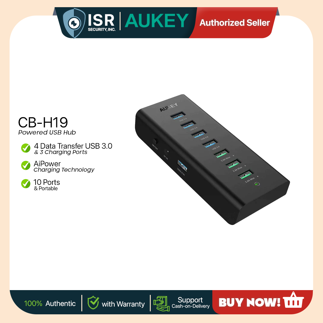 Aukey CB-H19 Powered USB Hub with 3 Charging Ports and 4 USB 3.0 Data ...