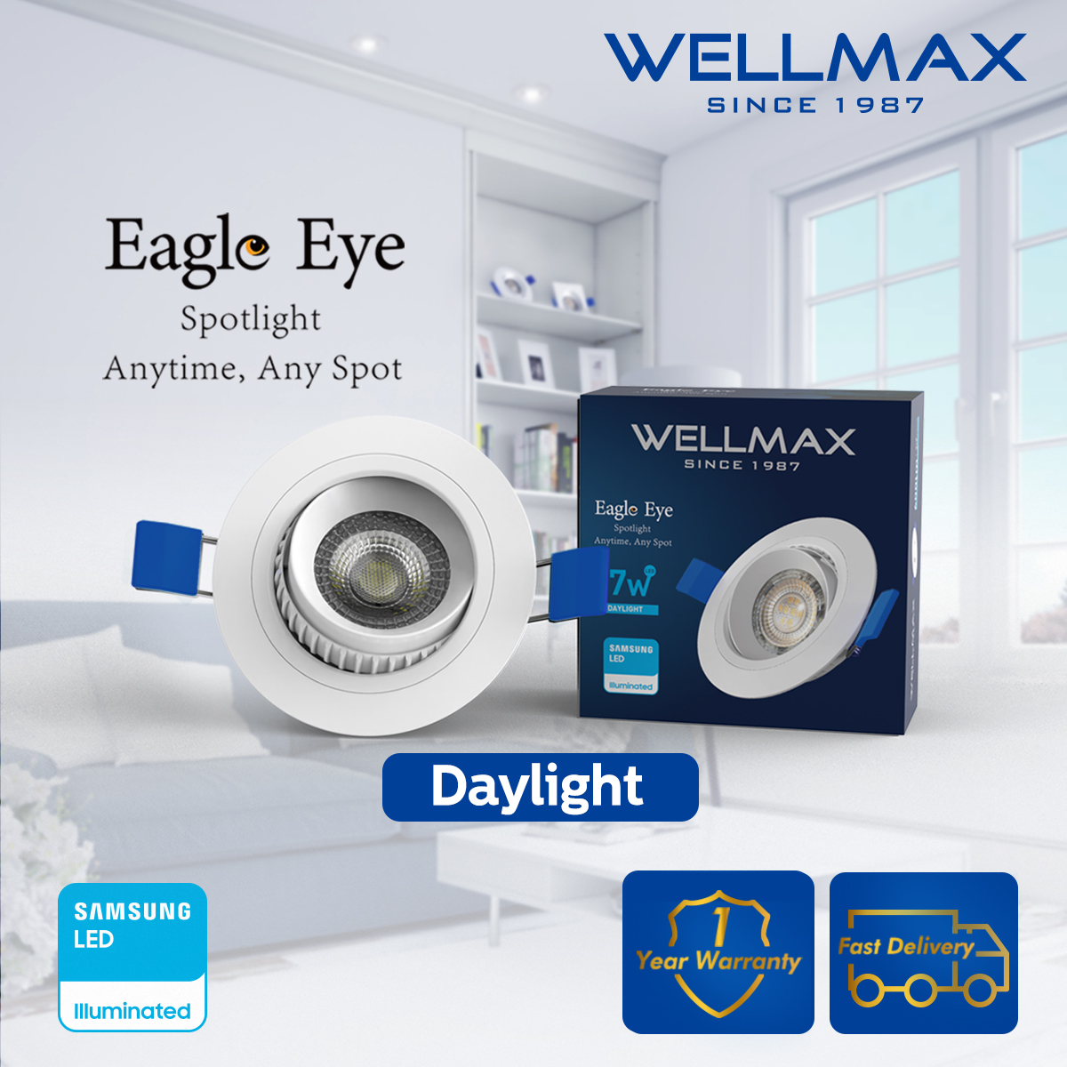 WELLMAX Eagle Eye Spotlight Adopt Samsung LED Chip 7W 6500K / 4000K | Lazada PH