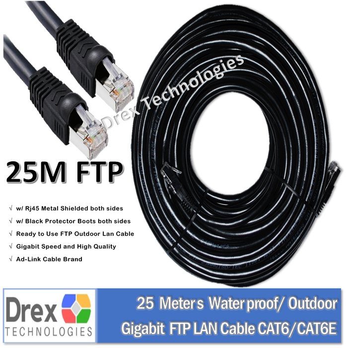 25M FTP Outdoor Lan Cable Cat6 with Metal Shielded RJ45 (Ready to Use ...