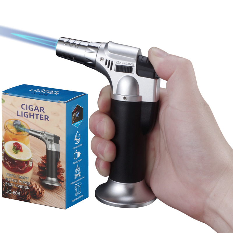 Outdoor Windproof Turbine Torch Large Fire Spray Gun Blue Flame Butane ...