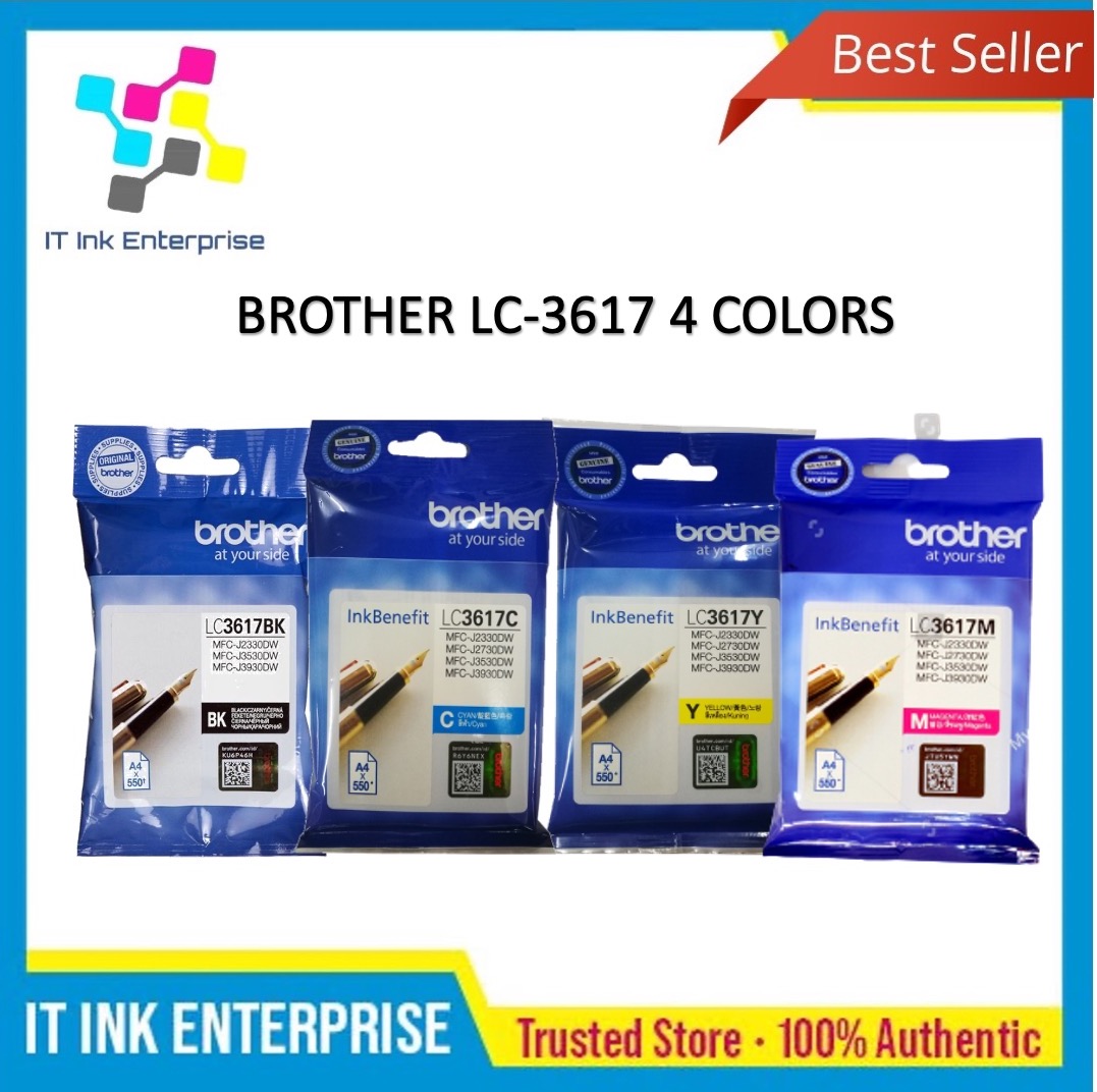 Brother LC-3617 Set of 4 Colors Original Ink Cartridge LC3617 (Black ...
