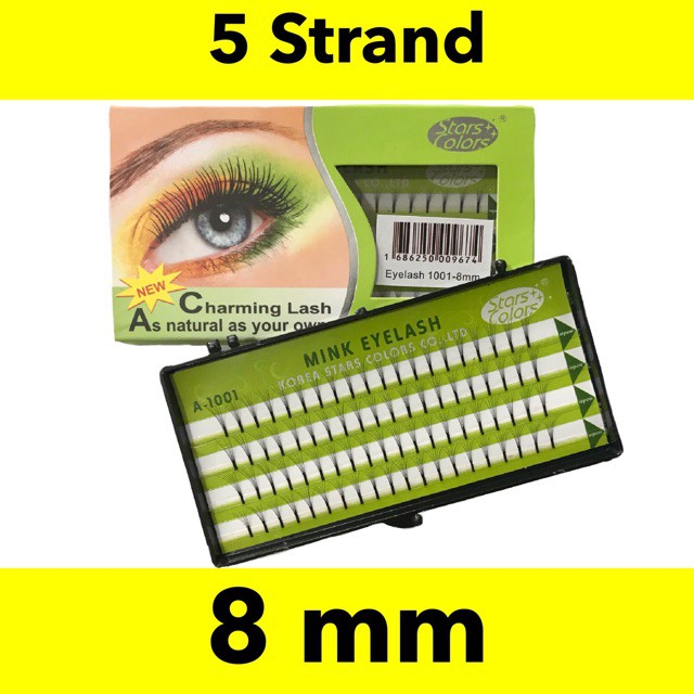 *GWK* Stars Color Eyelash Extension Human Hair Eyelashes 5 Strand #1001 ...