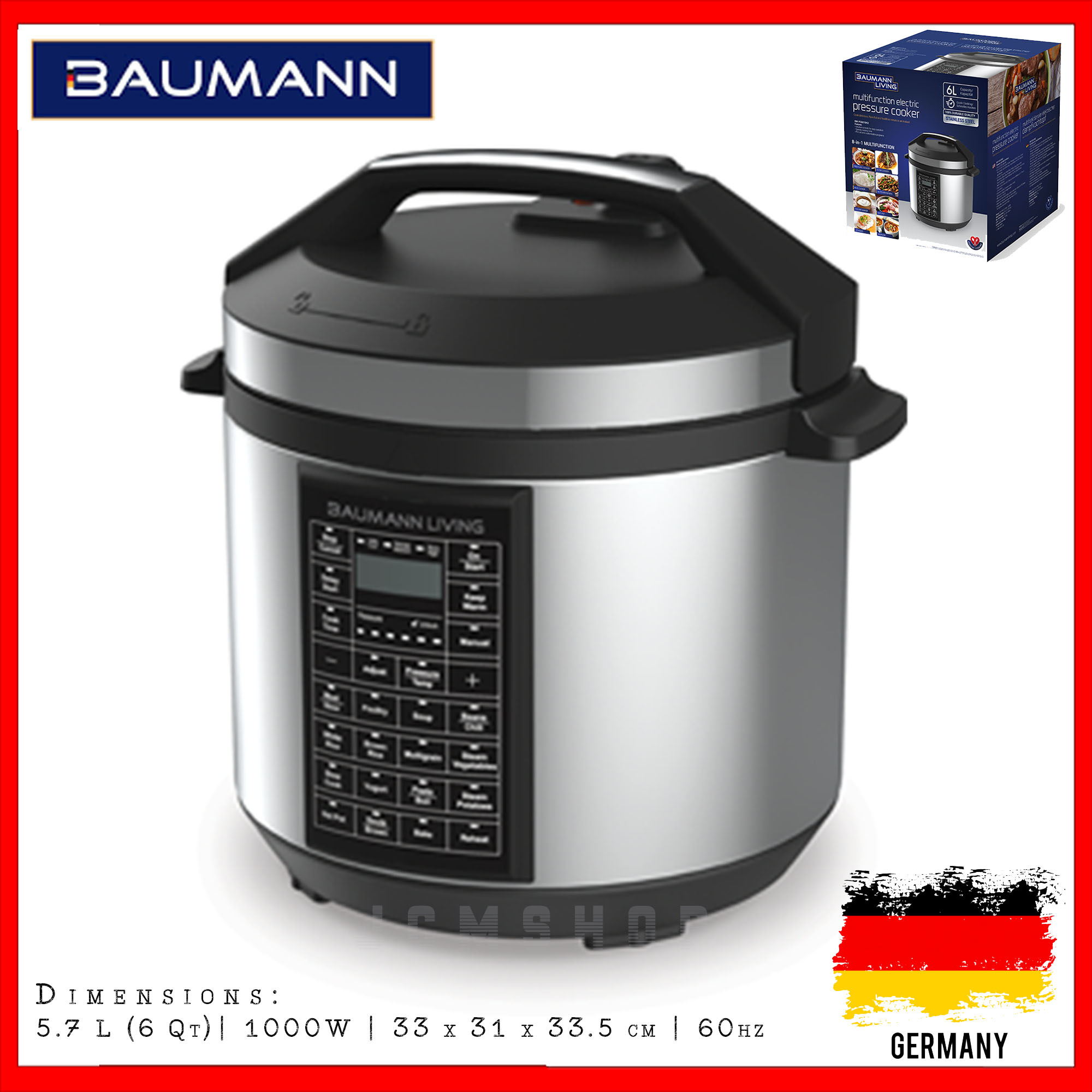 Baumann 8 in 1 Multi-Cooker | Rice Cooker | Pressure Cooker | Saute ...