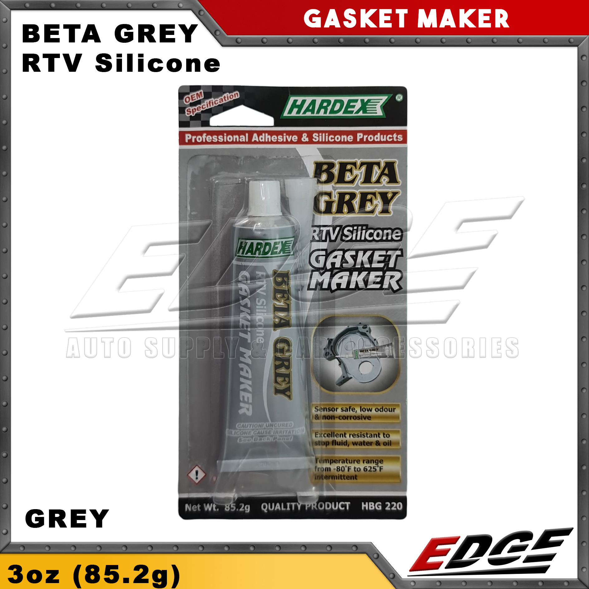 Hardex Gasket Maker - Beta Grey - High Temperature RTV Silicone - 3oz ...