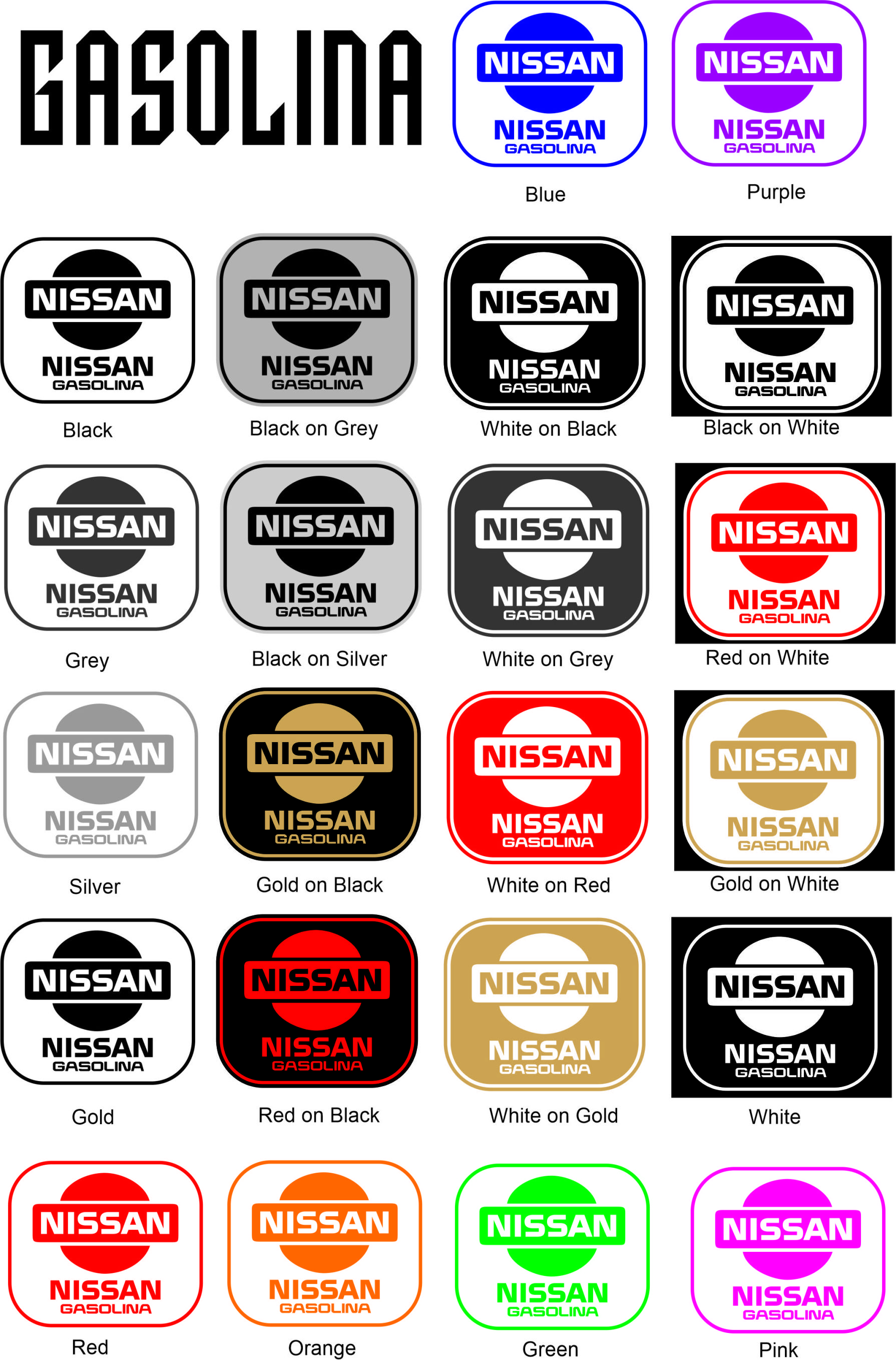Nissan car gas tank cover sticker diesel, gasoline, unleaded, premium ...