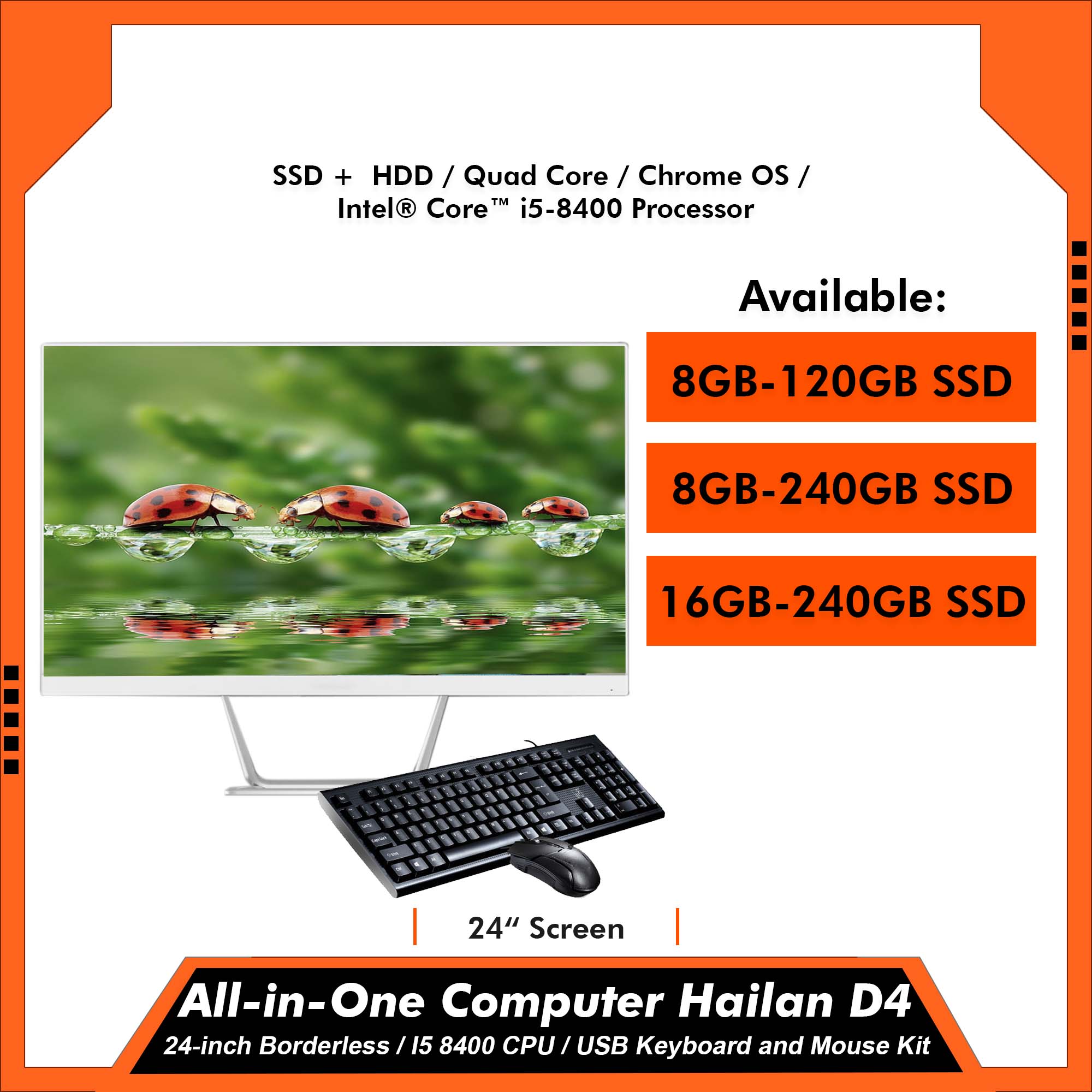 All-in-One Computer Hailan D4 24-inch borderless/I5 8400 CPU/USB with ...