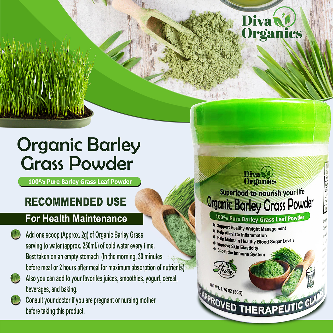 Organic Barley Grass Powder 50g | Lazada PH
