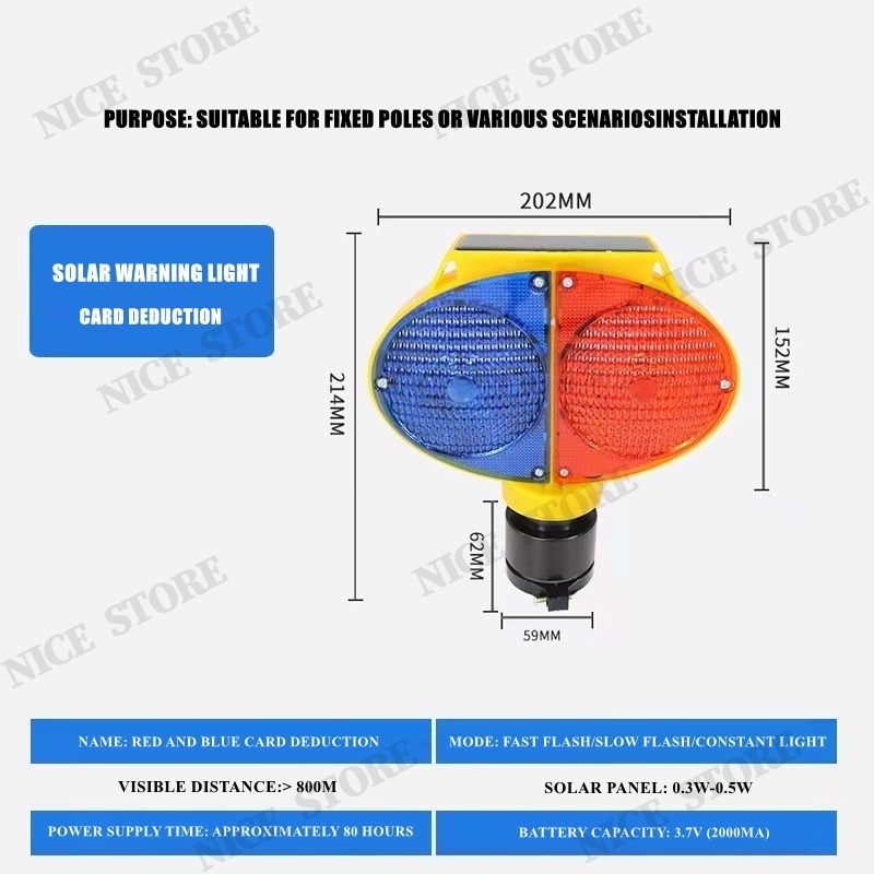 Solar LED emergency warning light, warning light, traffic light ...