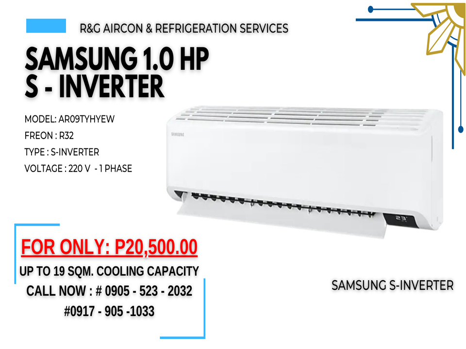 SAM.SUNG 1.0 HP S-INVERTER WALL TYPE R32 AIRCON ! BER MONTHS PROMO 2022 ...