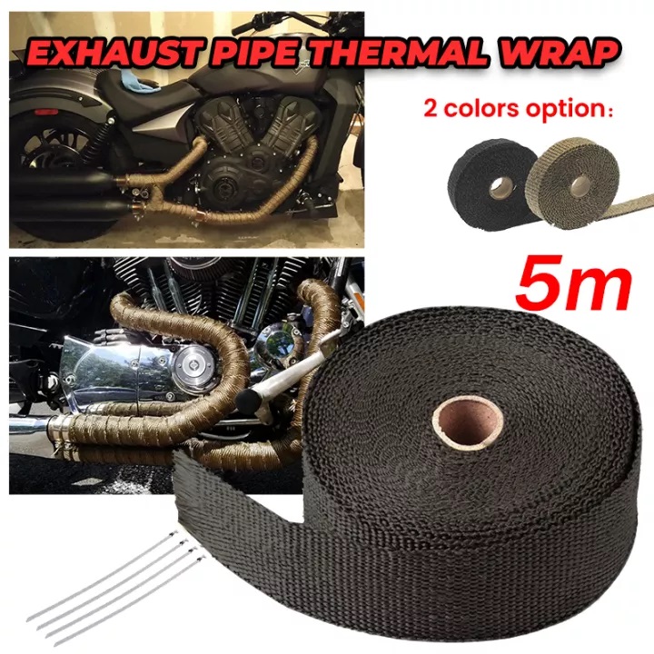 Motorcycle Thermal Wrap Insulating Exhaust Muffler(Black) 5M | Lazada PH