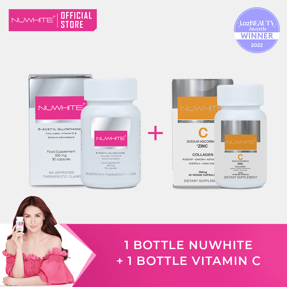 NUWHITE S-Acetyl Glutathione + 1 Bottle Nuwhite Whitening VITAMIN C | Lazada PH